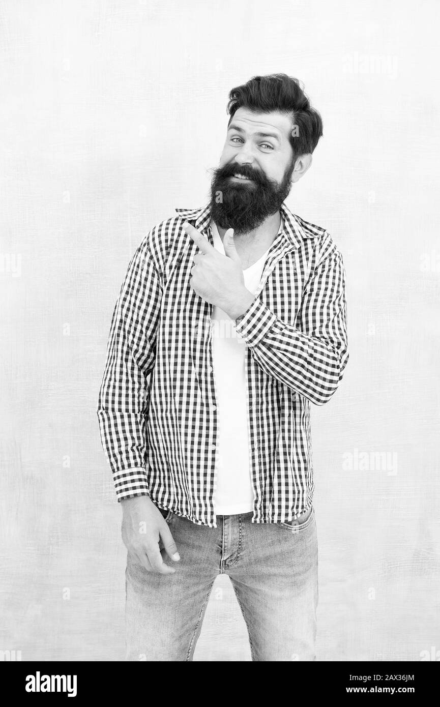 Stylish happy man pointing Black and White Stock Photos & Images - Alamy
