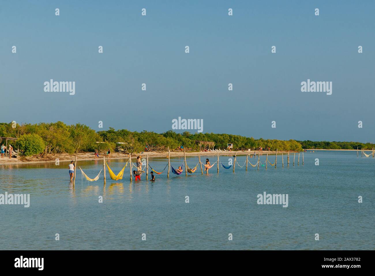 isla Holbox, Mexico - february, 2020 Relaxing in a hammock over the ...