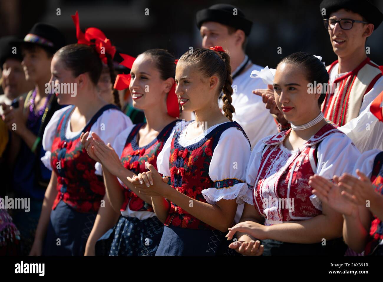 Whiting, Indiana, USA - July 27, 2019: Pierogi Fest, Slovakian dancers ...