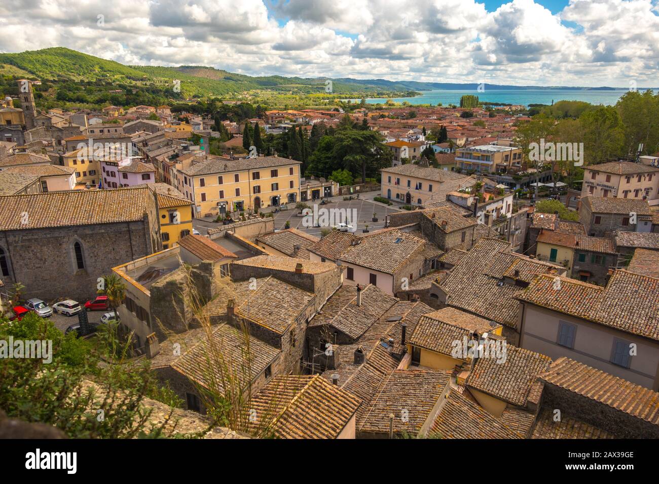 Rooftops of ancient town of Bolsena that sits on the shores of Italy's ...