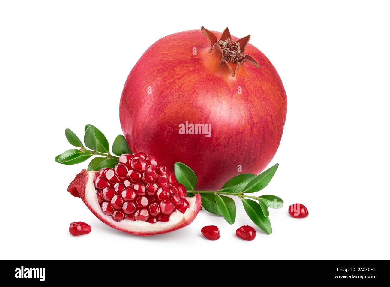 Pomegranate isolated on white background with clipping path and full ...