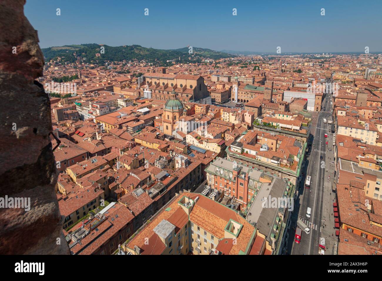 Aerial panoramic cityscape of Bologna, Italy with a view from the top ...