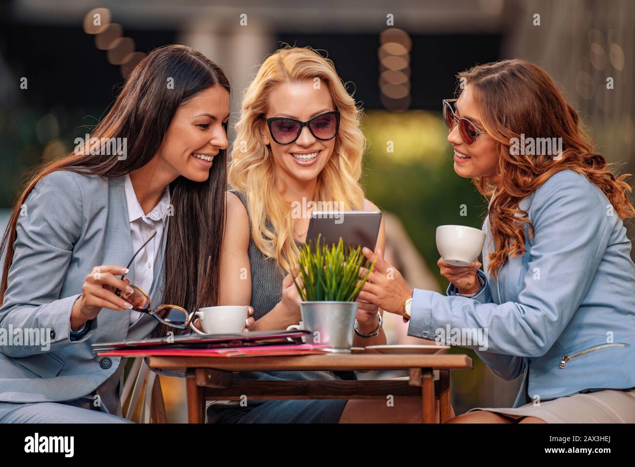 Successful business team working together on coffee break.Successful ...