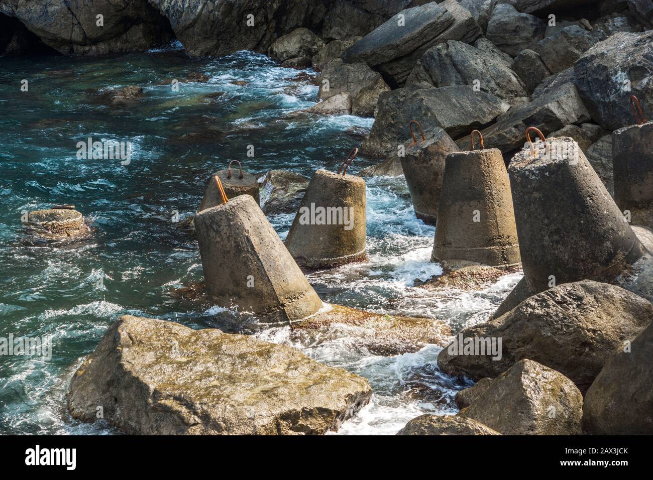 Coastal concrete fortifications, Black Sea, Crimea Stock Photo - Alamy