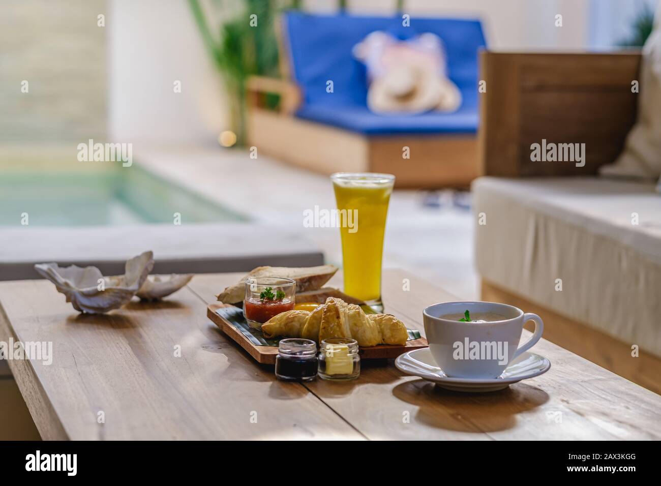 Foods on a tray surrounded by drinks during daytime Stock Photo - Alamy