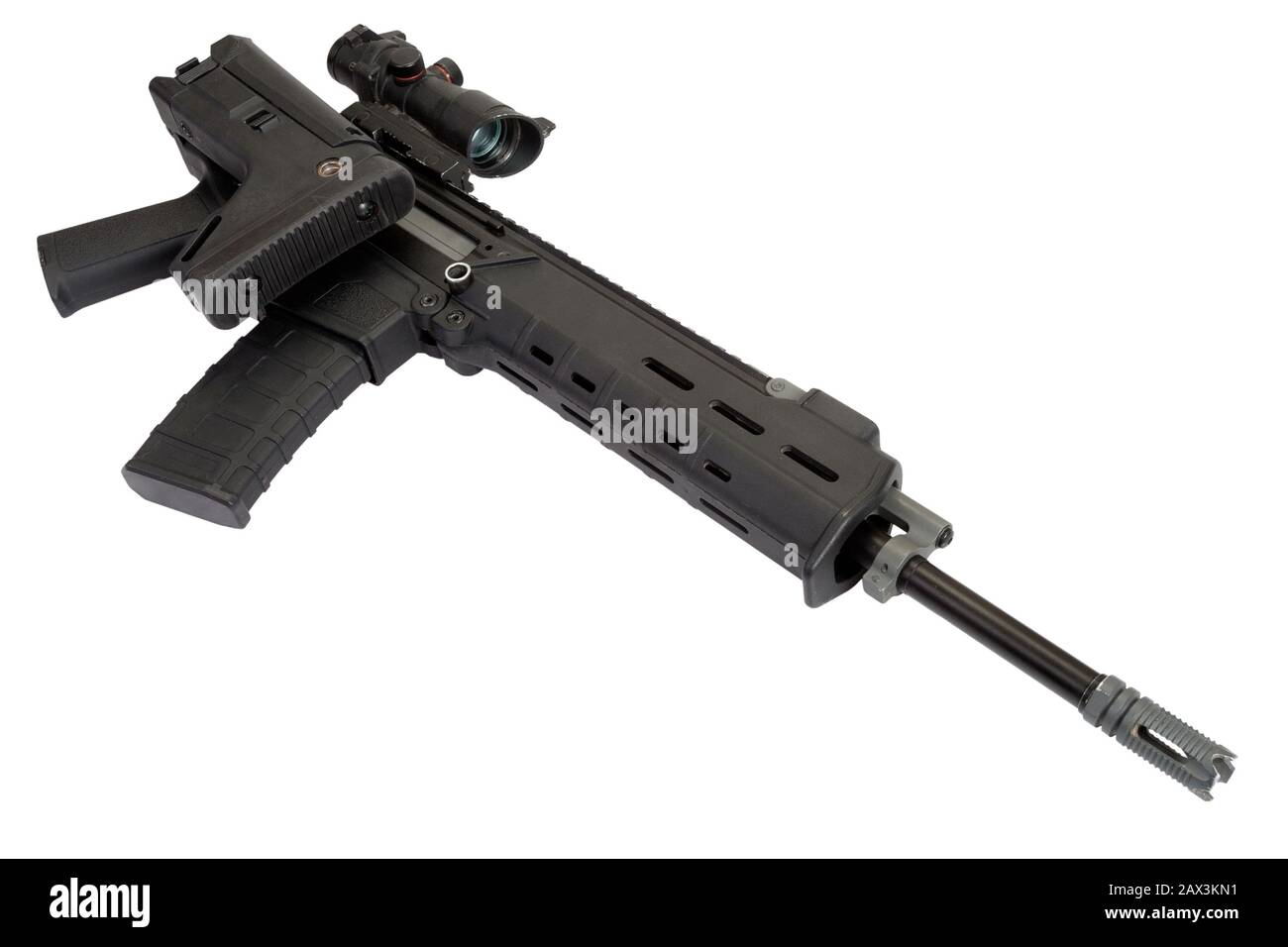 assault rifle with folding stock isolated on white background Stock ...