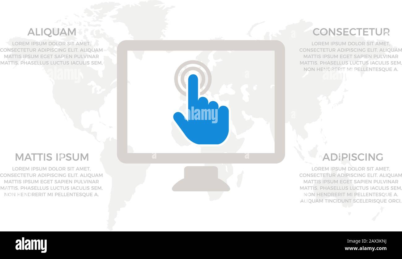 Set of blue elements for infographic with world map presentation slides ...