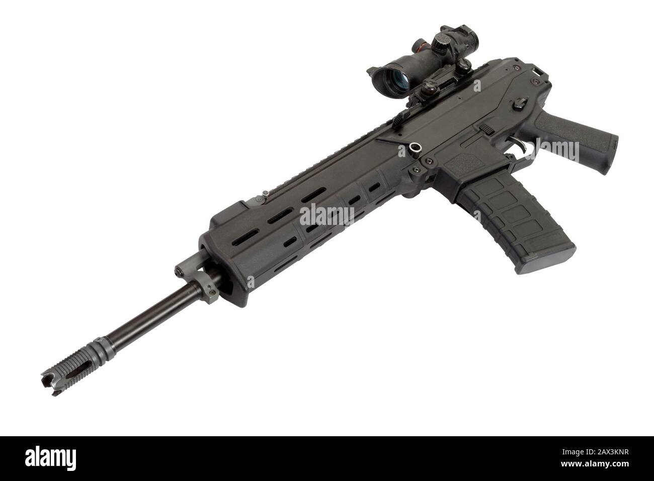 assault rifle with folding stock isolated on white background Stock ...