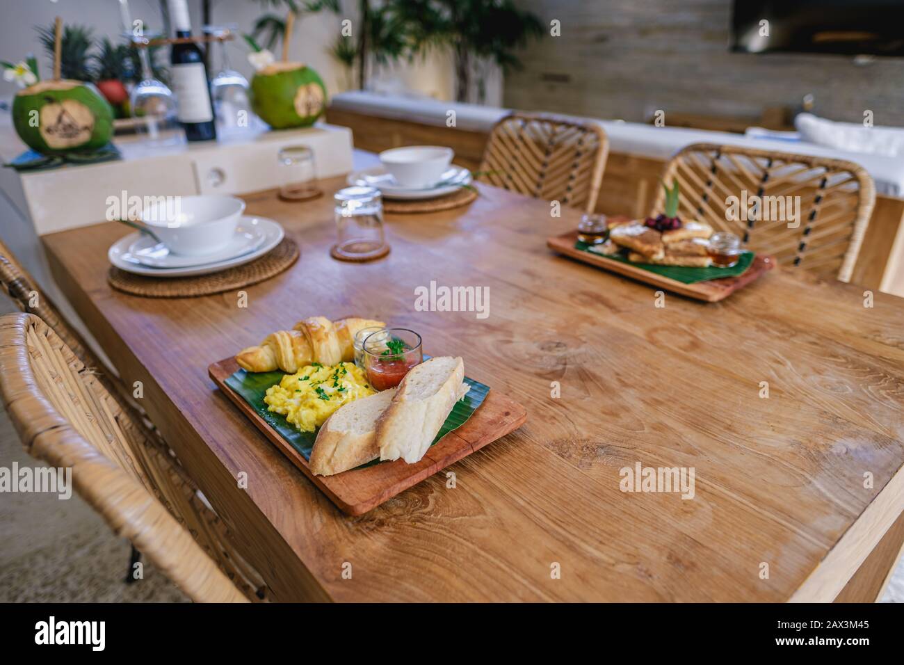 Wide angle shot of different types of food on the table along with ...
