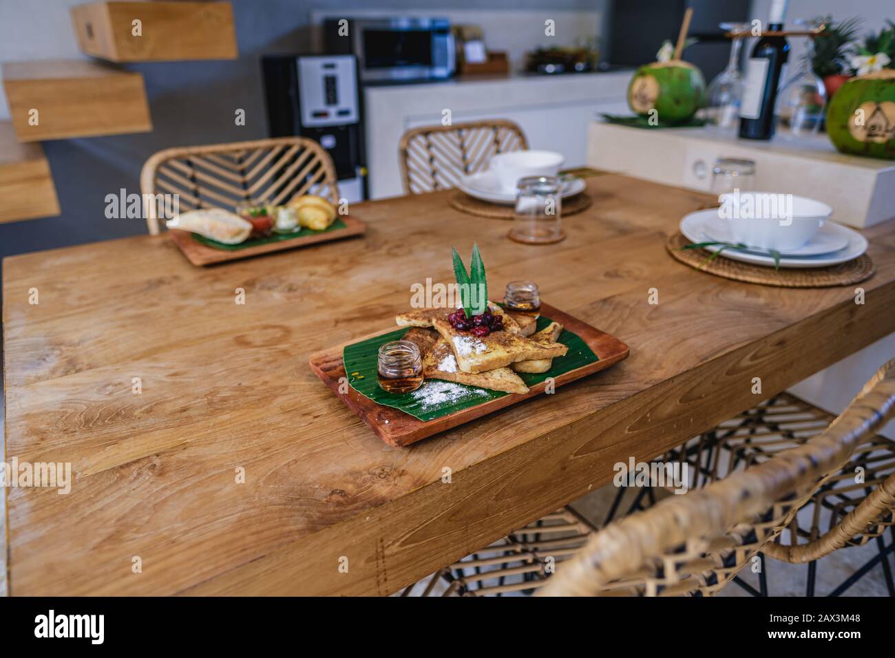 Wide angle shot of different types of food on the table along with ...