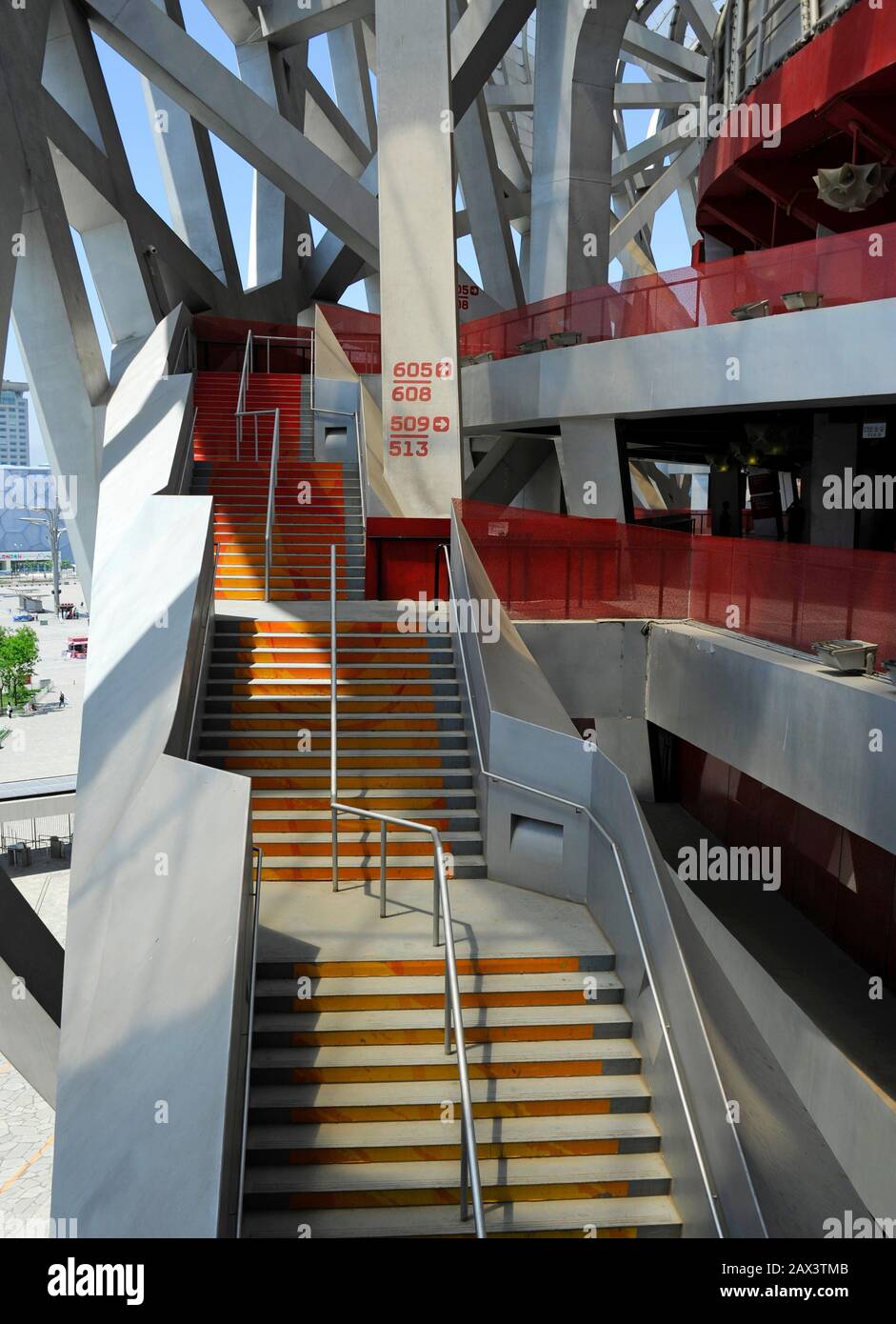 View of access areas inside the Birds Nest stadium, Beijing, China ...