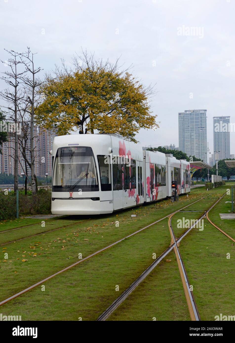 A tram travels on the Haizhu tram system in Guangzhou, China Stock ...