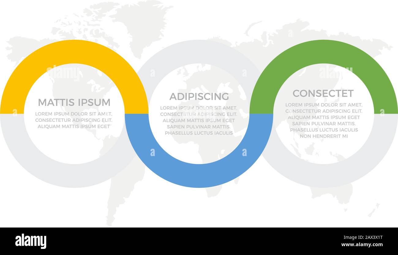 Set of yellow and blue, green elements for infographic with world map ...