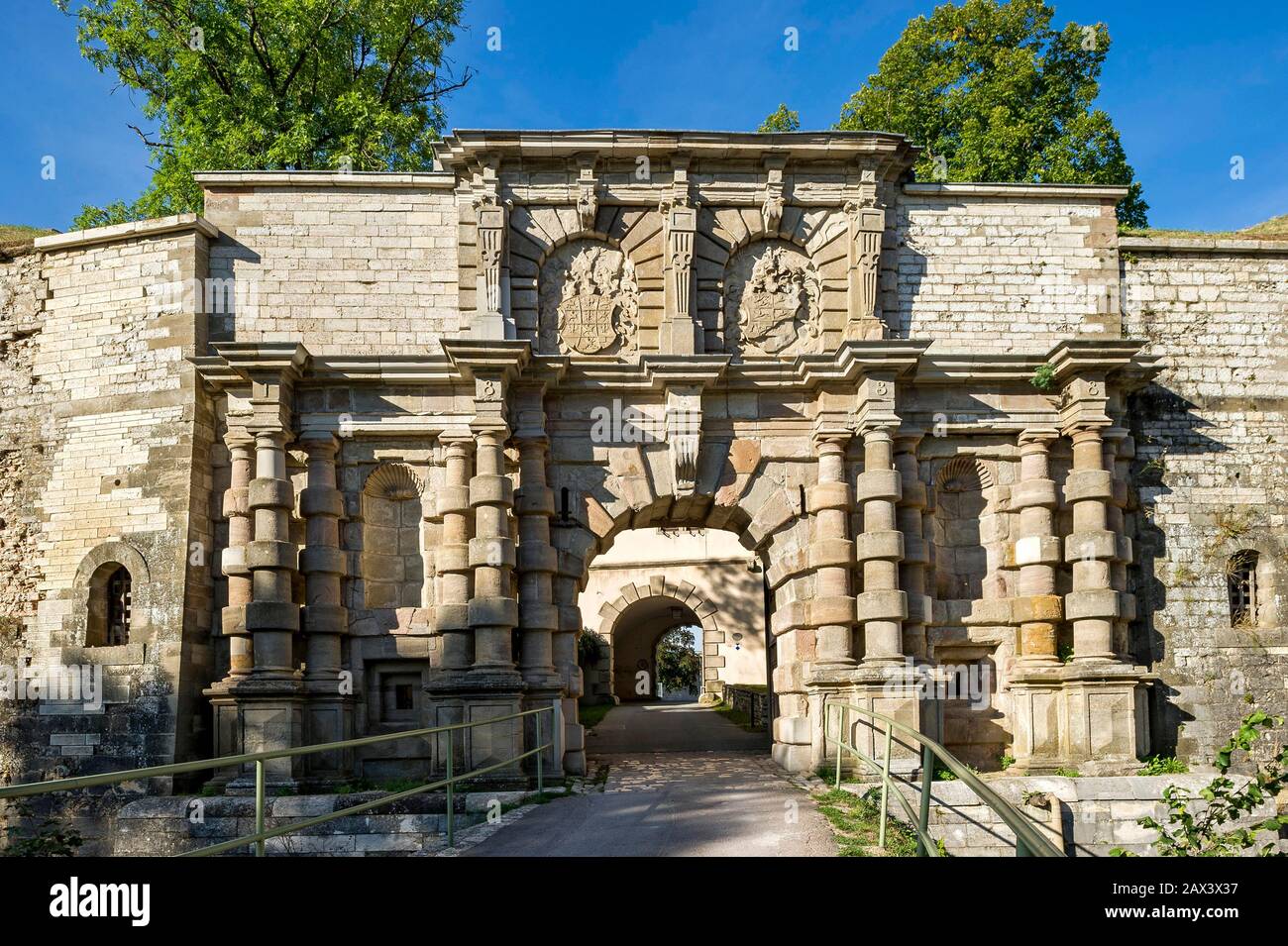 Magnificent gate in the rampart of the renaissance fortress wuelzburg ...
