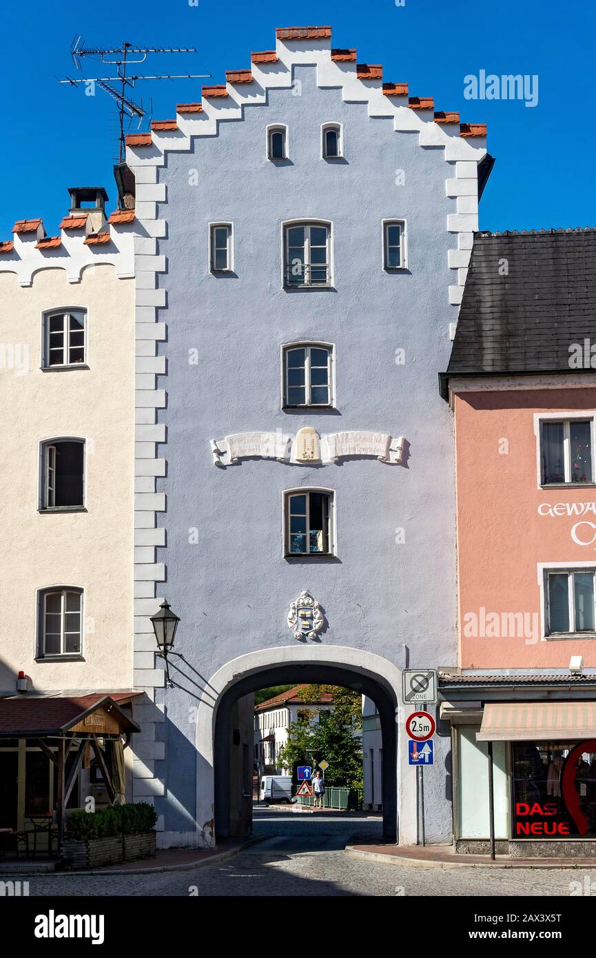 Church gate, medieval town gate, church gate square, Dorfen, Upper ...