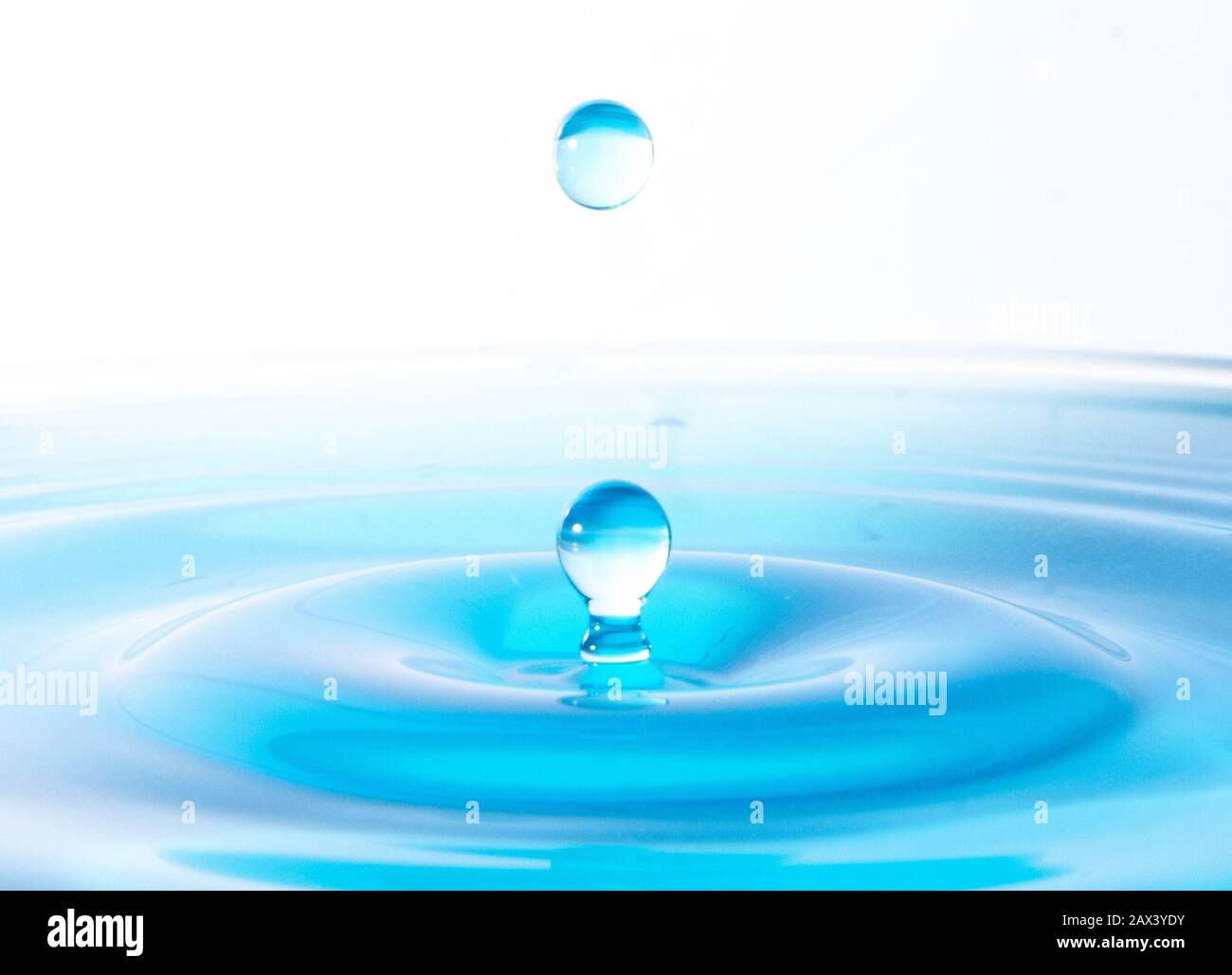 Water drop ripple effect in light blue color tone with white background ...