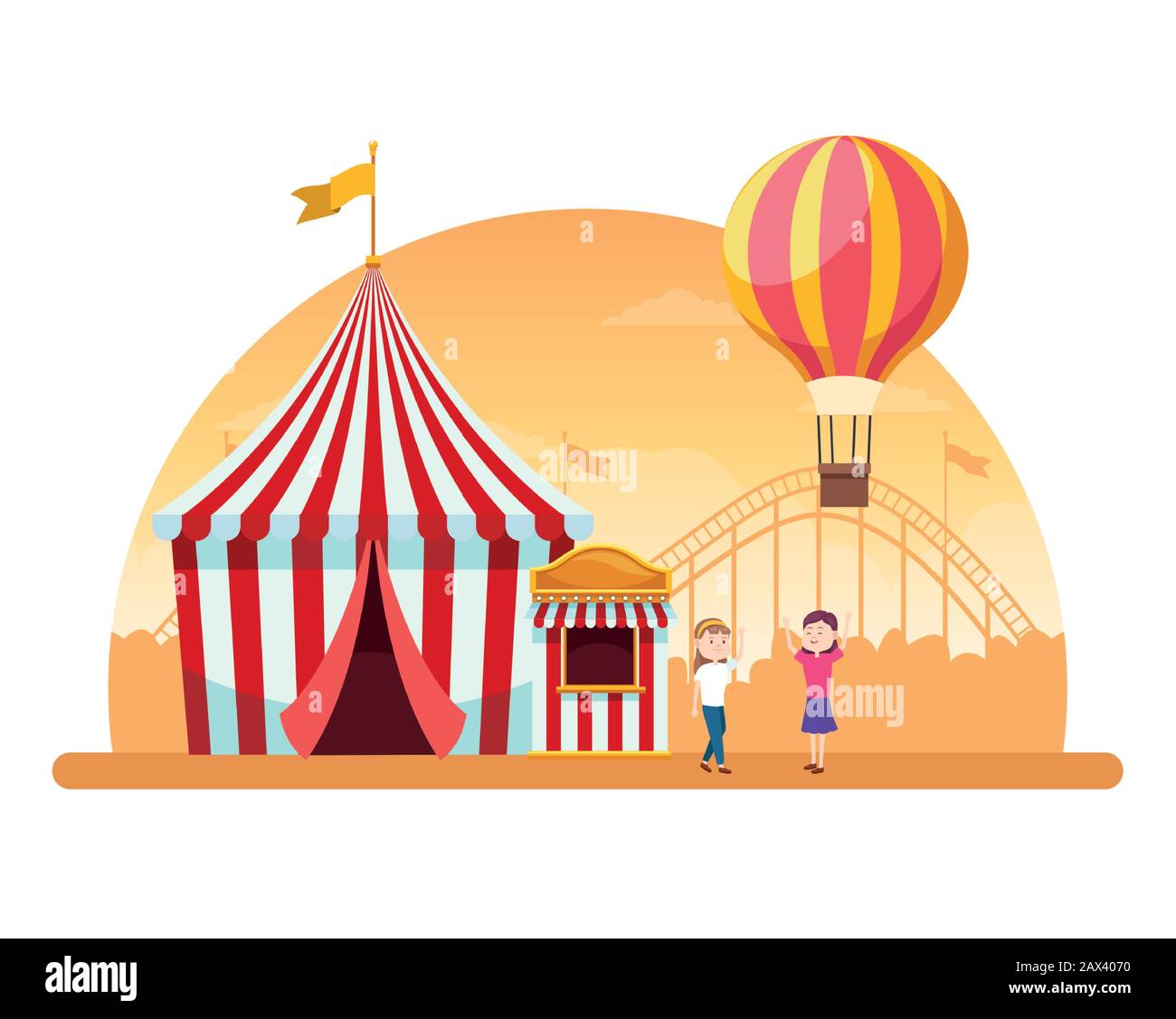 cartoon happy eomrn and fair tent and ticket both Stock Vector Image ...