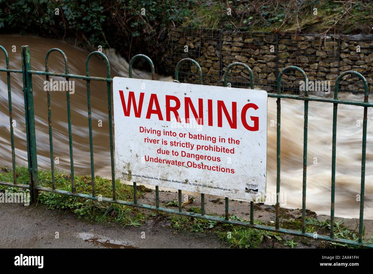 River Sheaf in Millhouses park Sheffield after heavy rainfall Stock ...