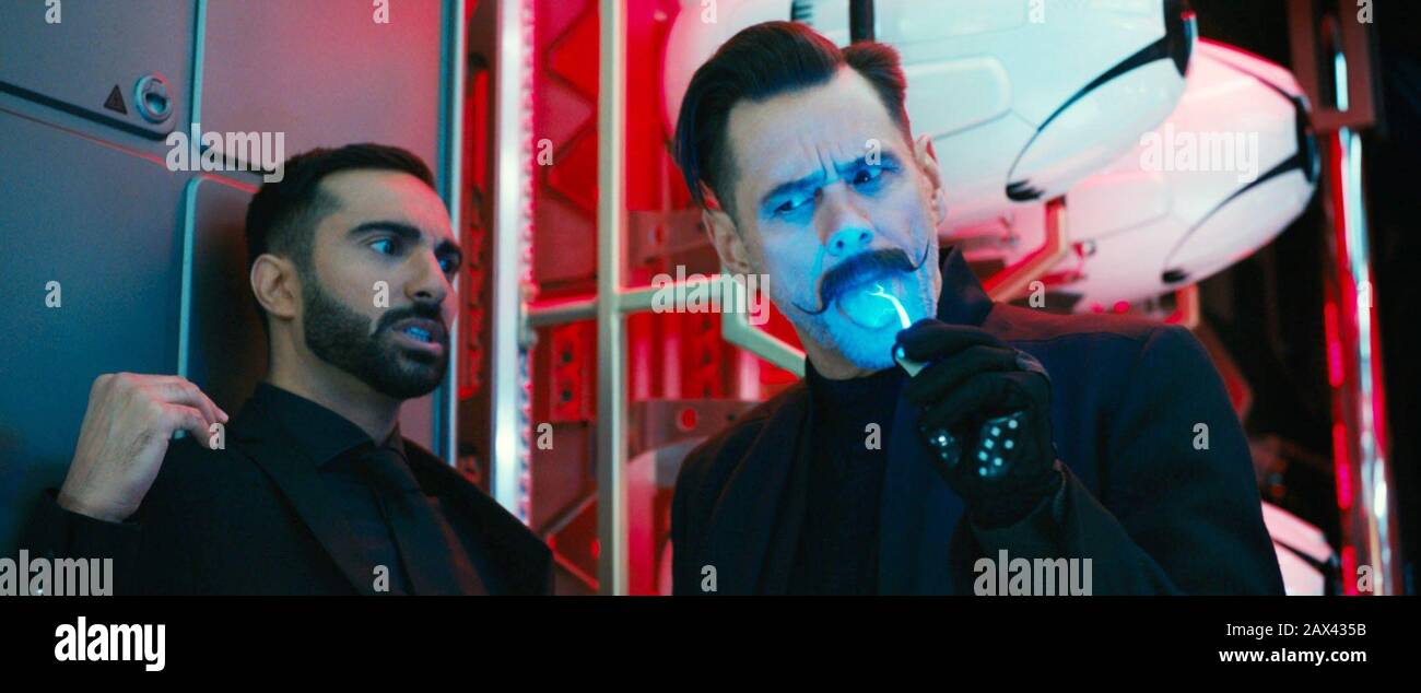 SONIC THE HEDGEHOG, from left: Lee Majdoub, Jim Carrey as Dr. Ivo ...
