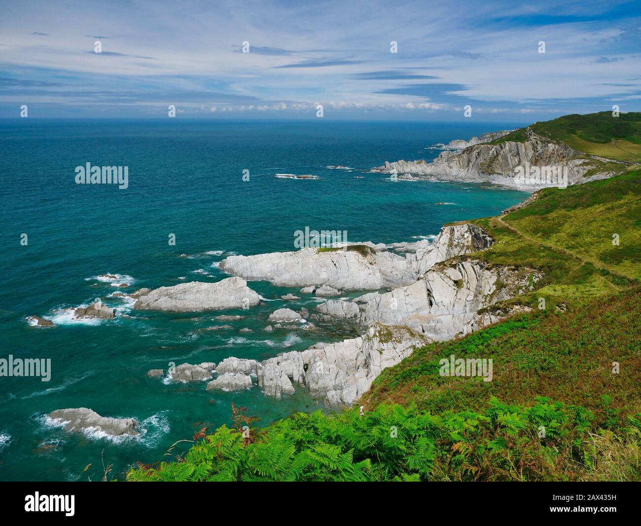 The north Devon coast near Bull Point showing the steeply inclined ...