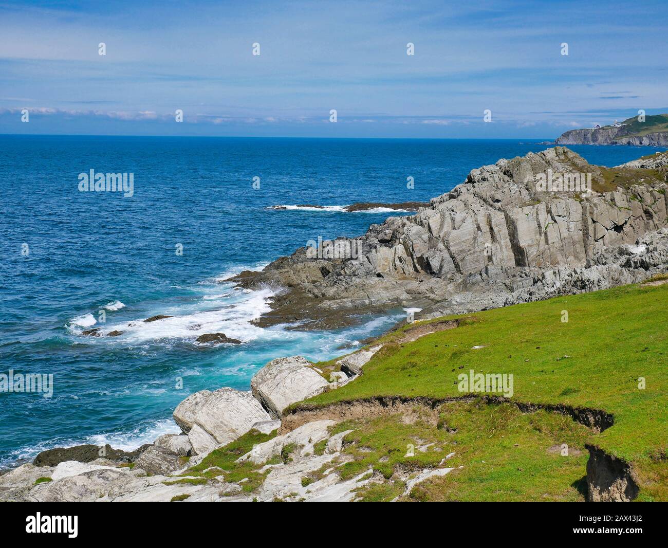 The north Devon coast near Woolacombe showing the steeply inclined ...