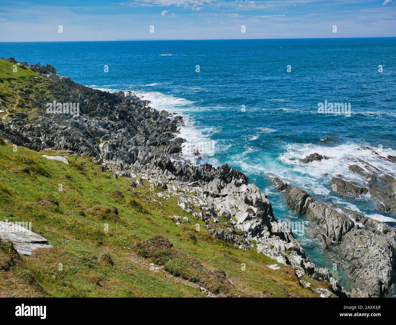 The north Devon coast near Woolacombe showing the steeply inclined ...