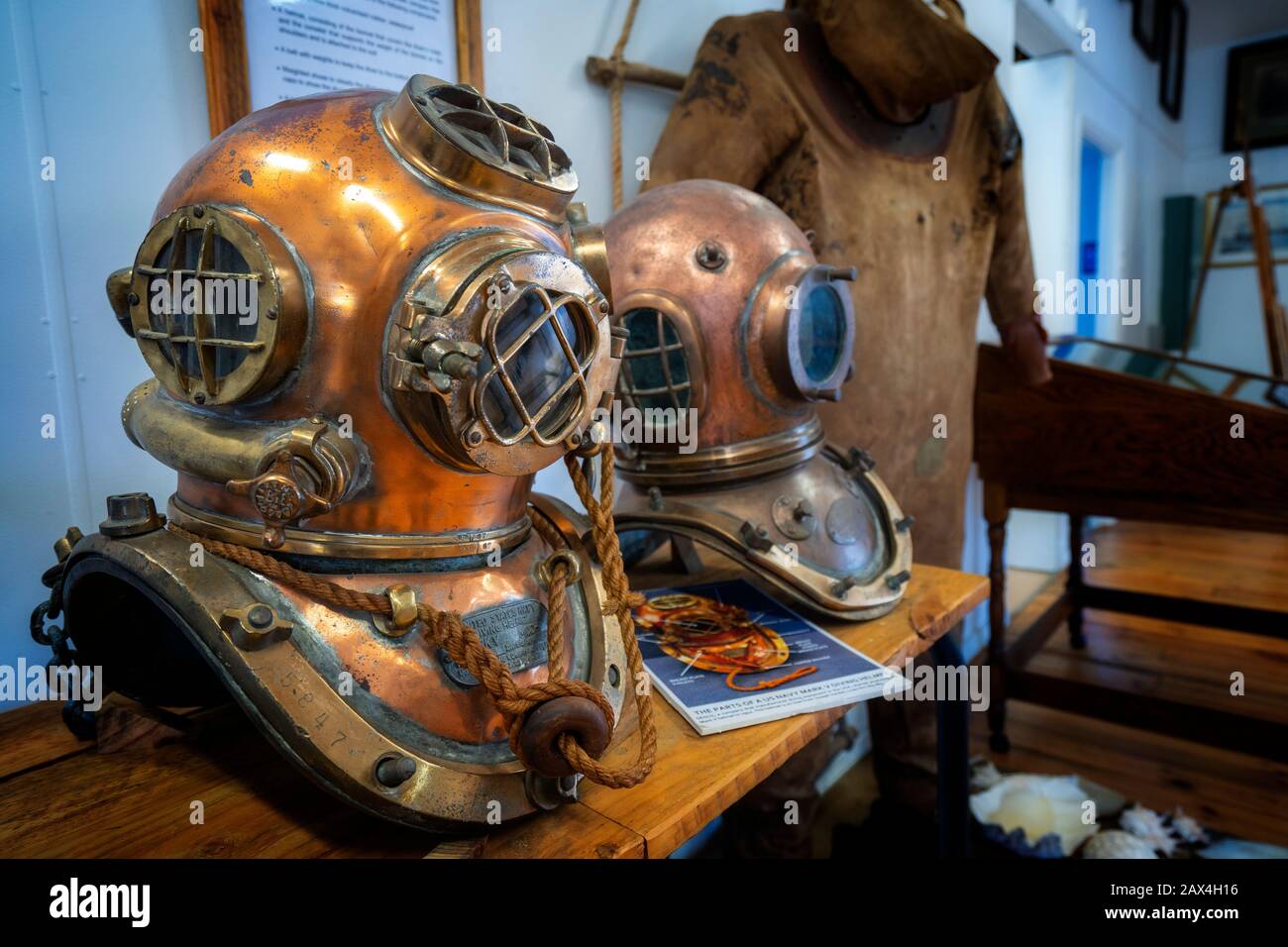 Divers helmets on display at the Maritime Museum of Townsville ...