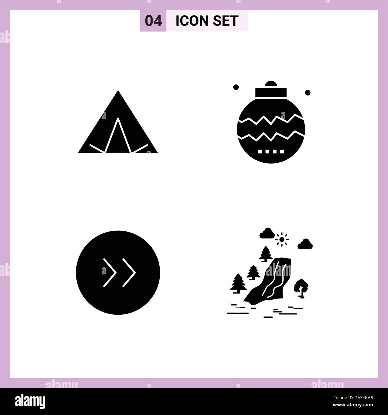 4 Icons in Solid Style. Glyph Symbols on White Background. Creative ...