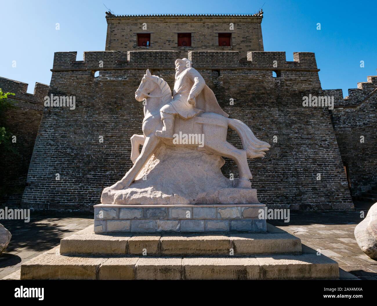 Equestrian stone statue of General at Zhuanduo pass with Brick Crenel ...