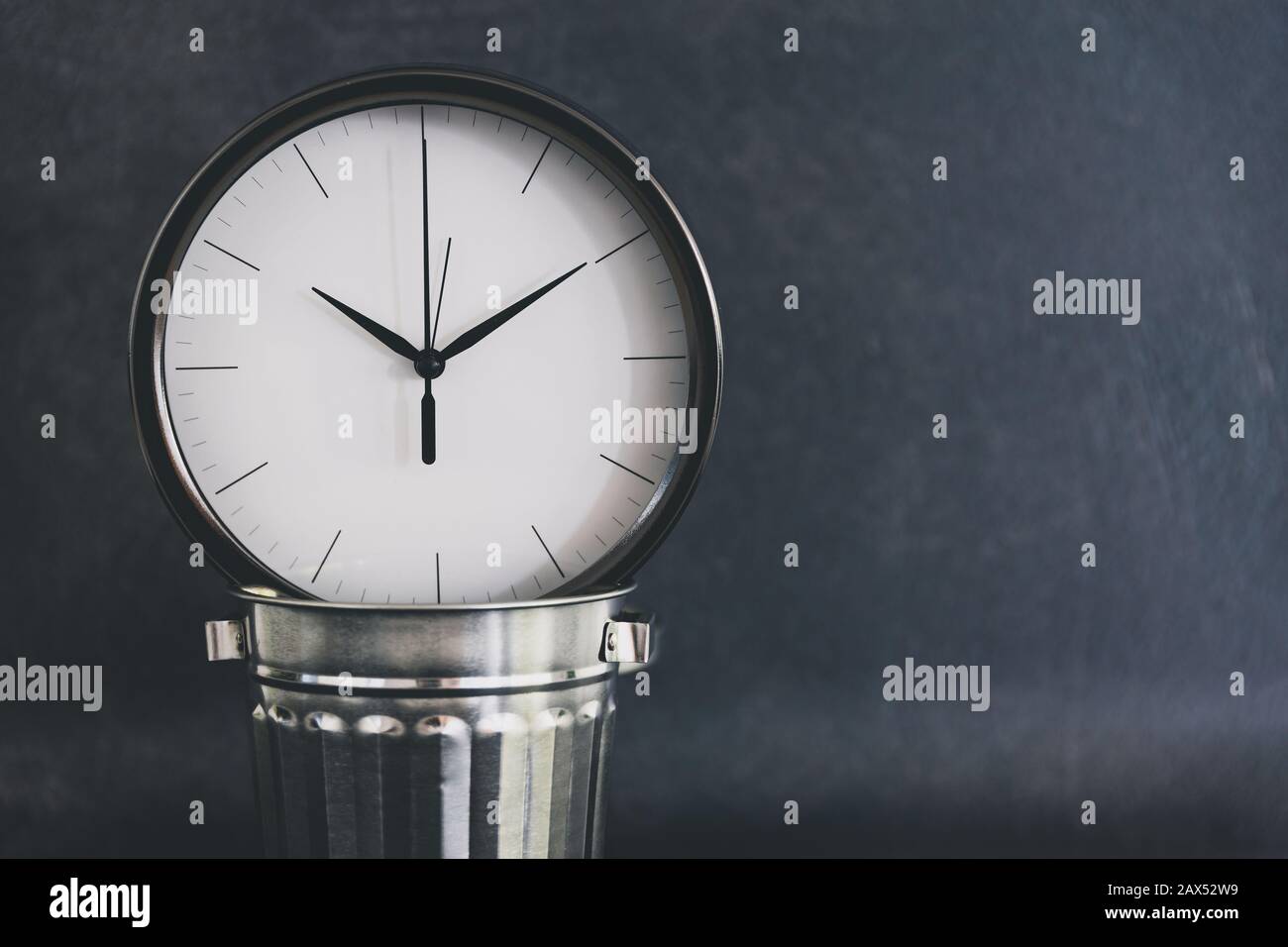 not wasting time conceptual still-life, oversize clock with miniature ...