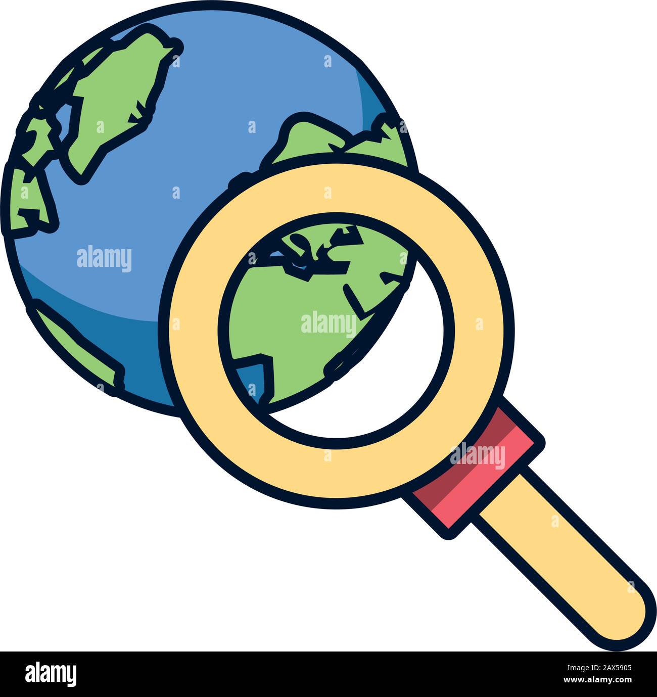 world planet earth with magnifying glass Stock Vector Image & Art - Alamy