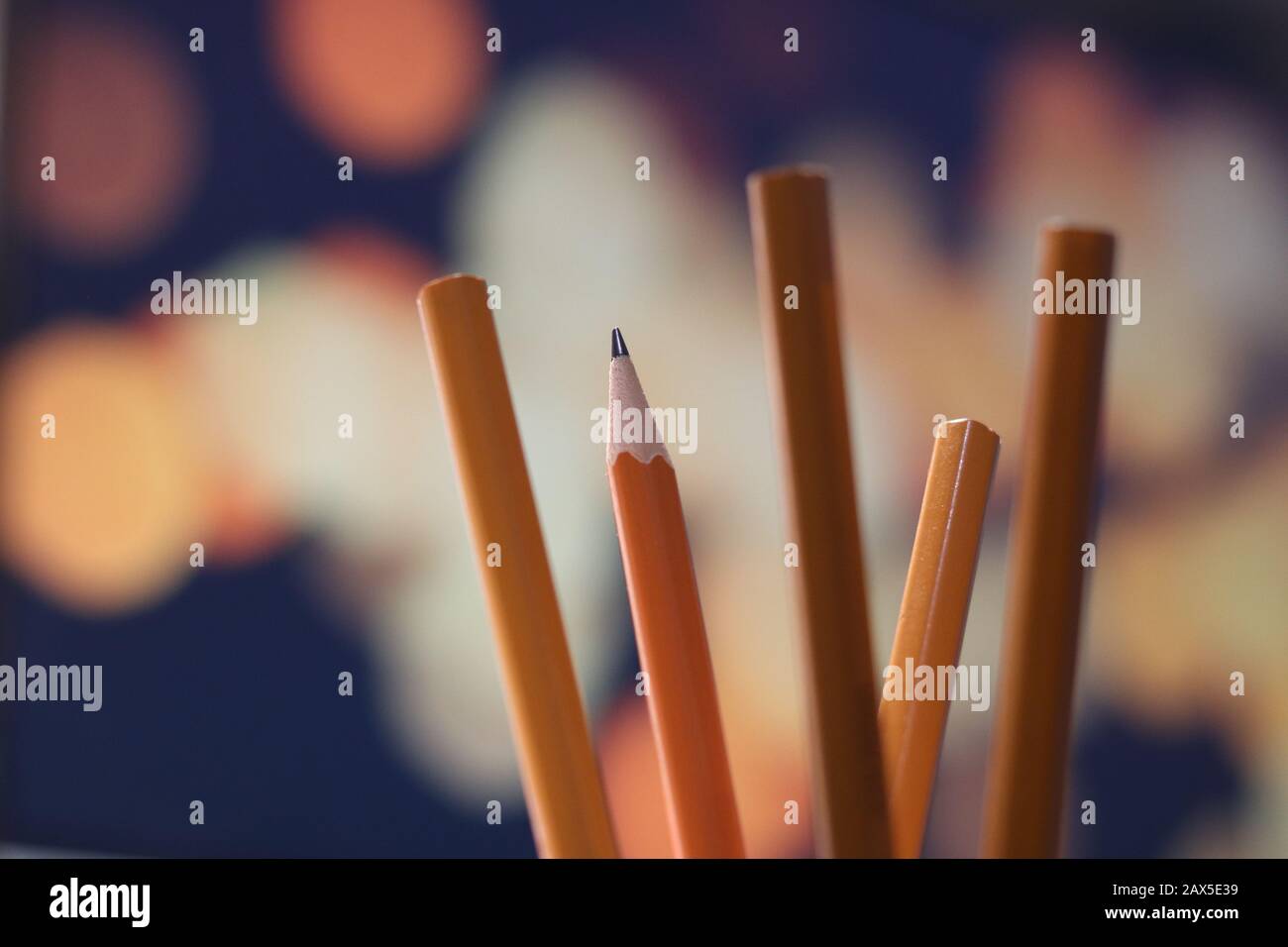 Sharp pencil with unsharpened pencils Stock Photo - Alamy