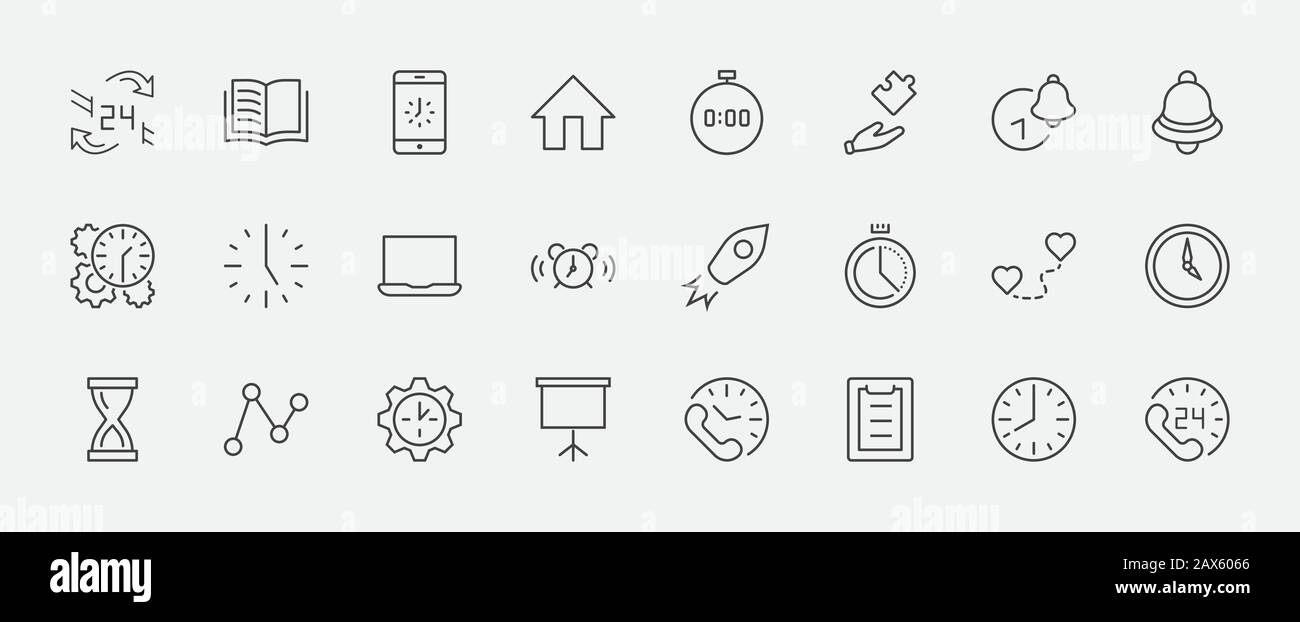 Set Of Time Vector Line Icons Contains Such Icons As Timer Speed Alarm Restore Time