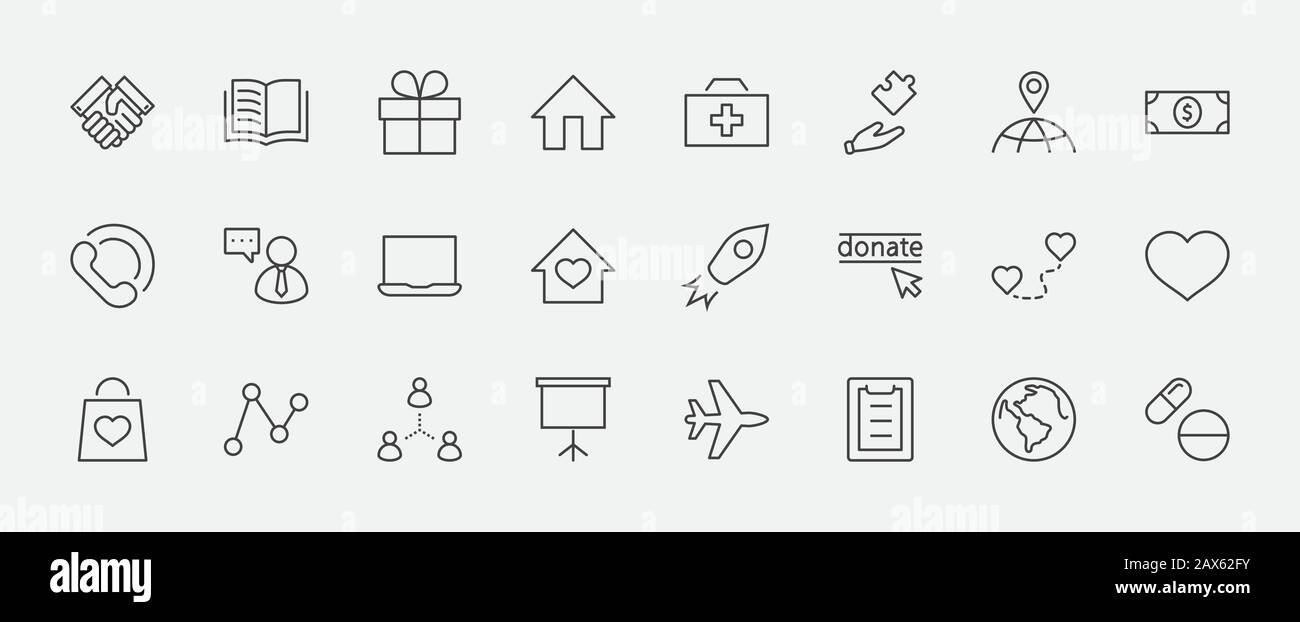 International Day for the Poor Vector Line Icons Set. Contains such ...