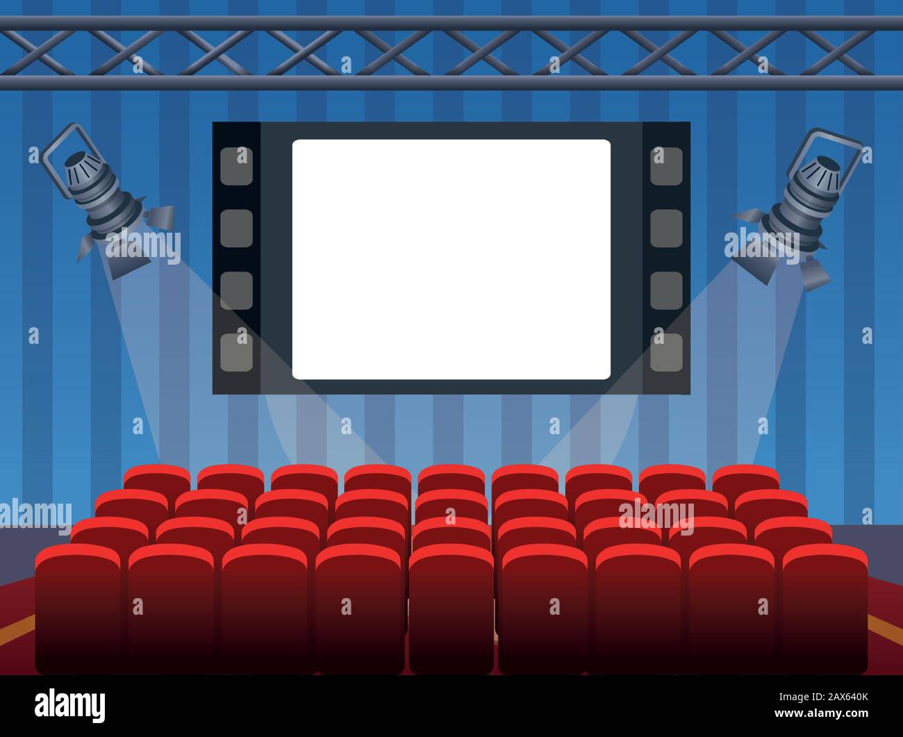 cinema design with screen and chairs, colorful design Stock Vector ...