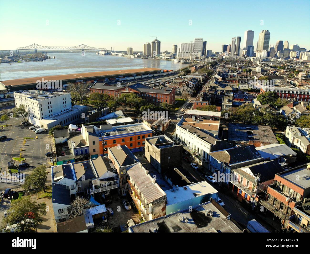 New Orleans, Louisiana, U.S.A - February 7, 2020 - The aerial view of ...