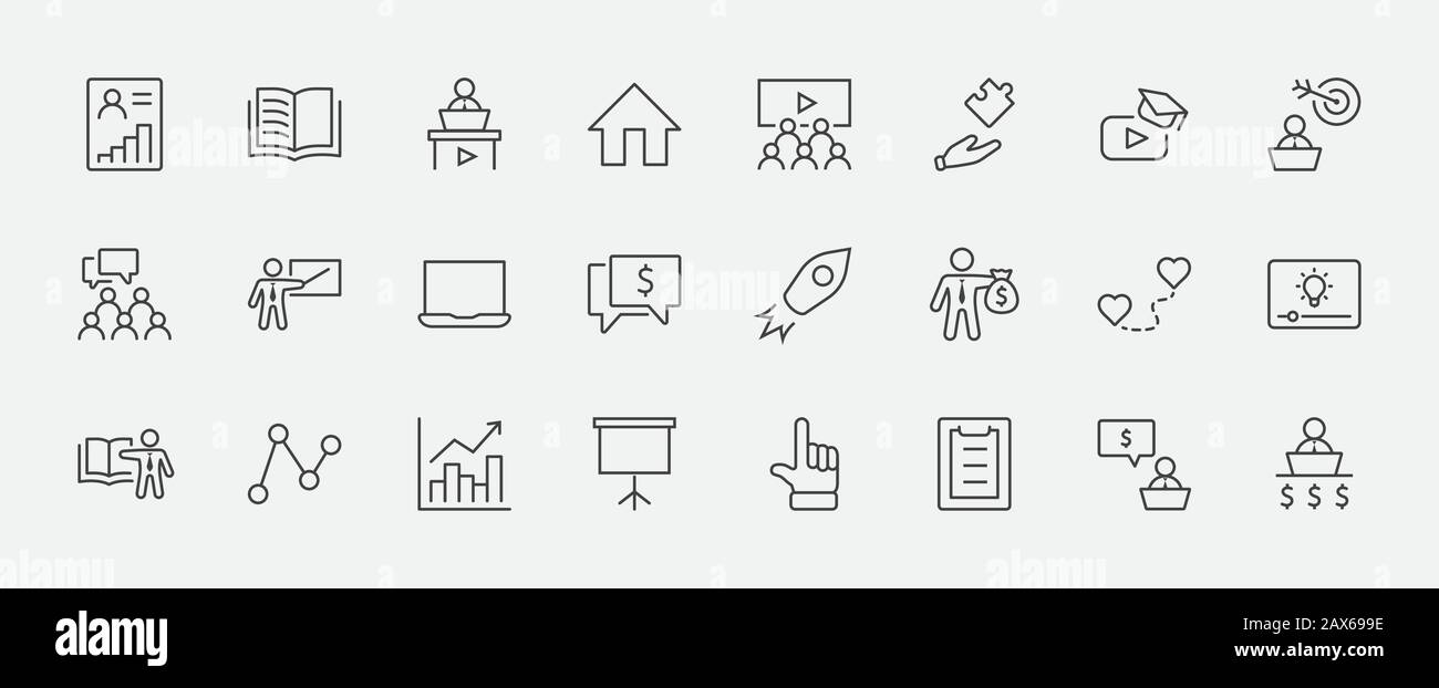 Set of Business Training Related Vector Line Icons. Contains such Icons as Teacher, Class ...