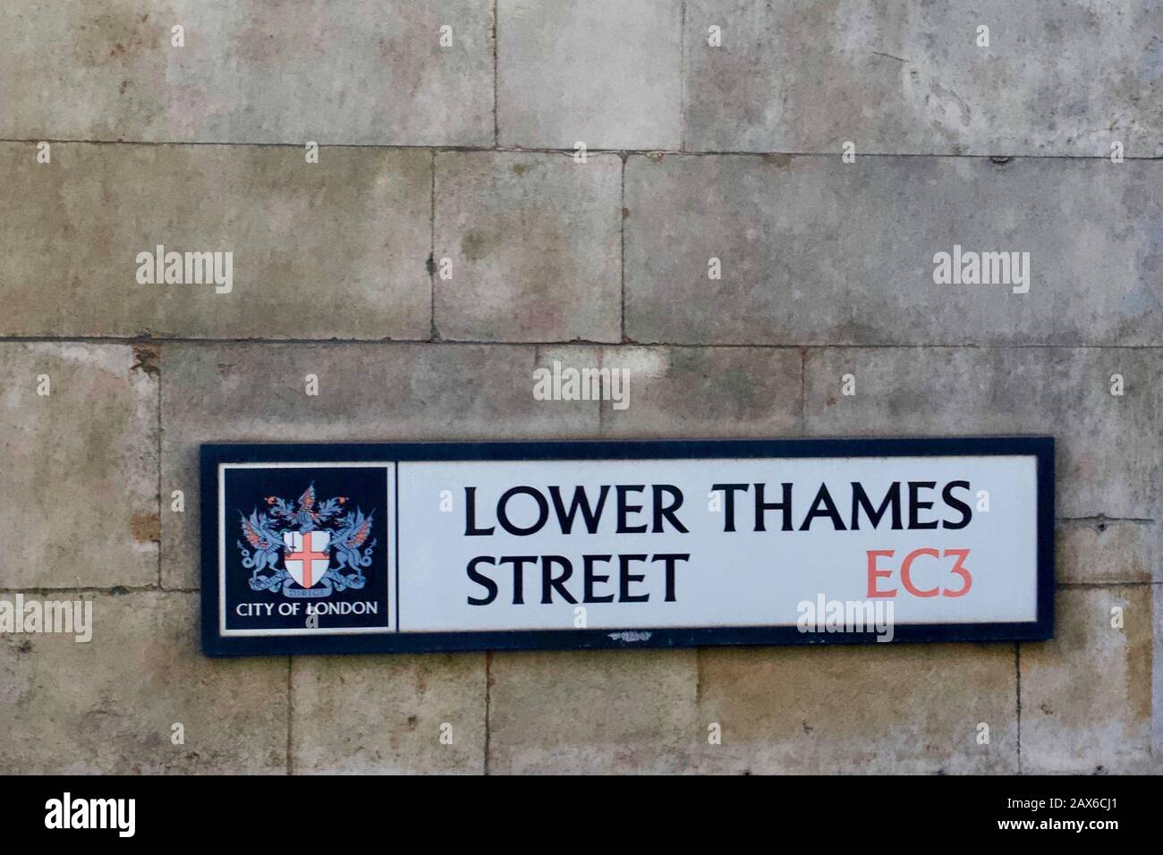 Lower Thames Street sign, City of London, London, England Stock Photo ...