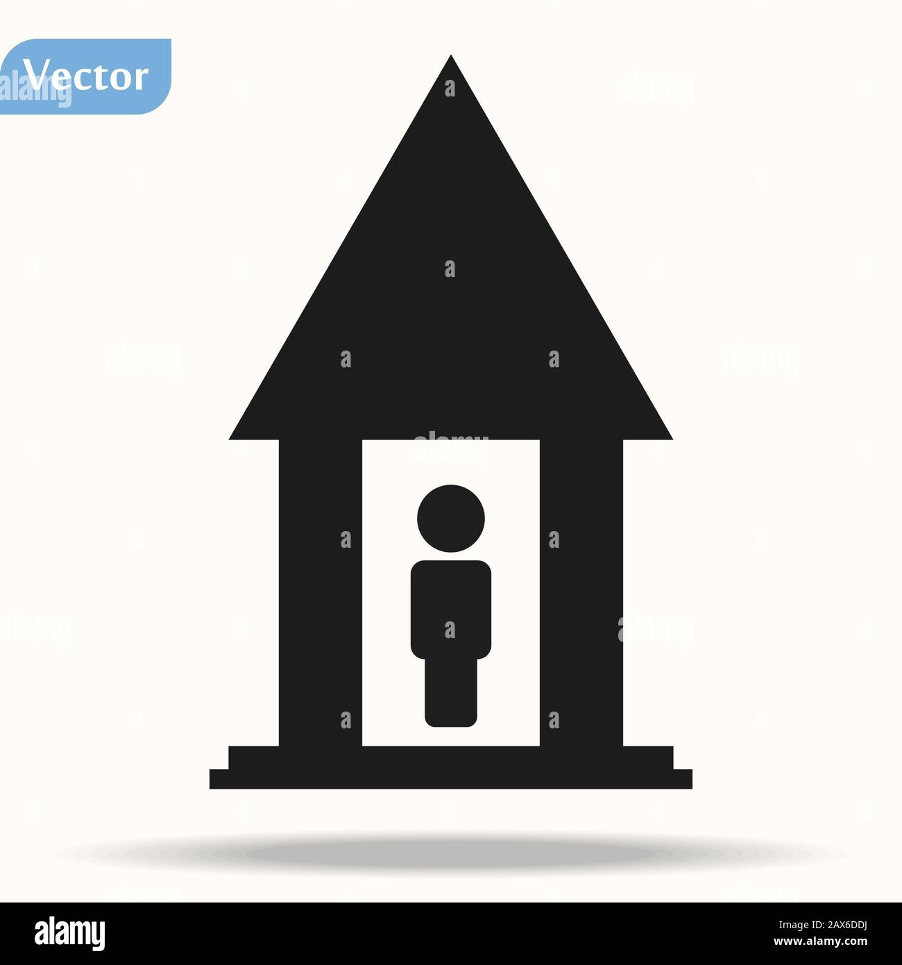 House with person icon concept. isolated flat illustration Stock Photo ...