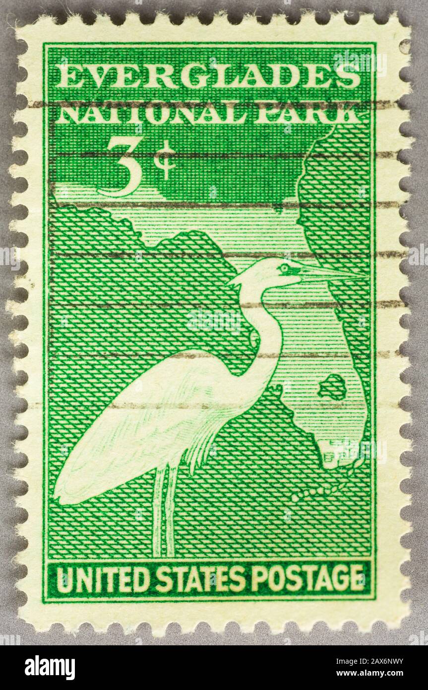 US postage stamp recording the Dedication of Everglades National Park ...
