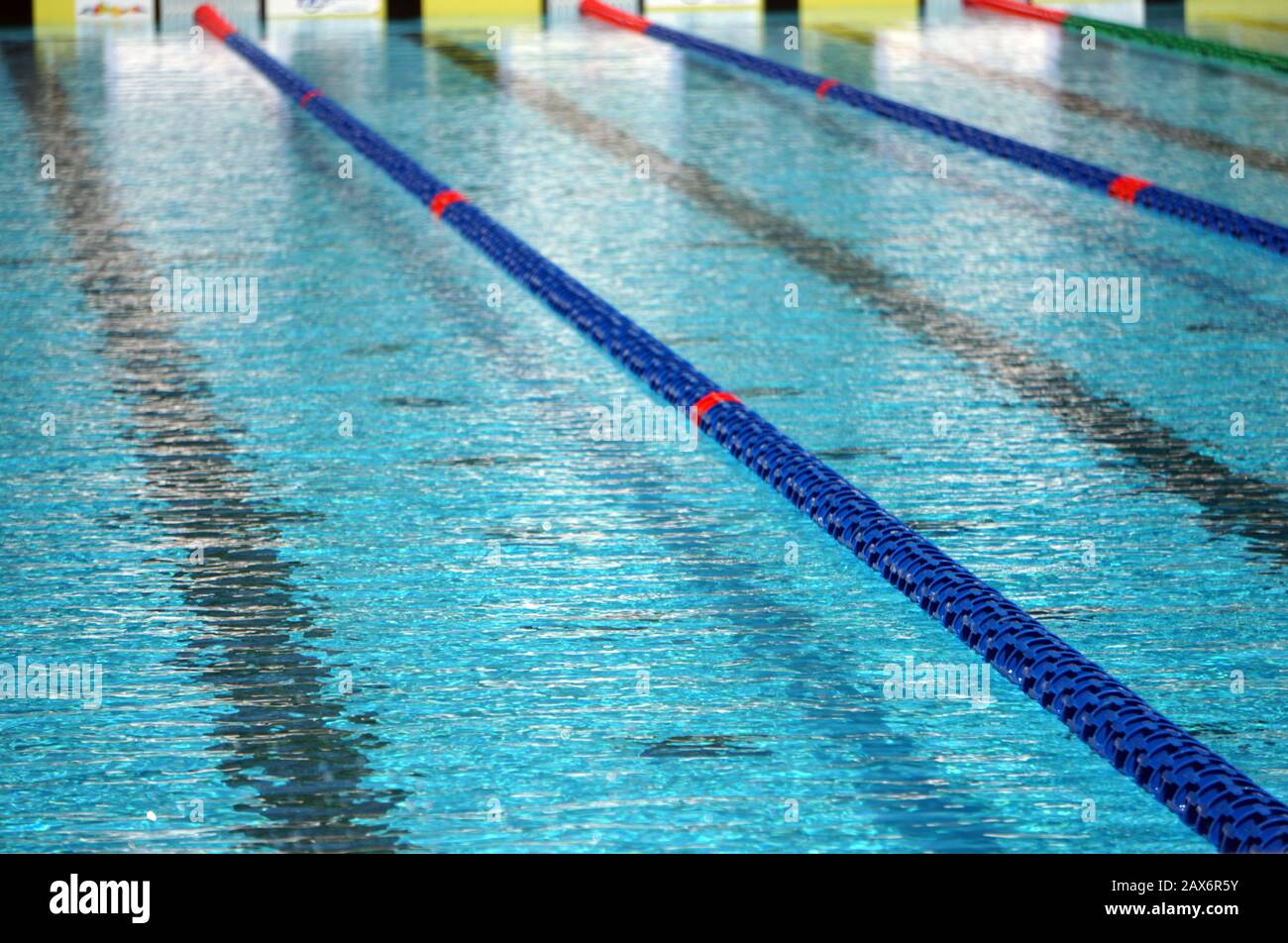 High angle shot of a professional swimming pool in a sports center ...