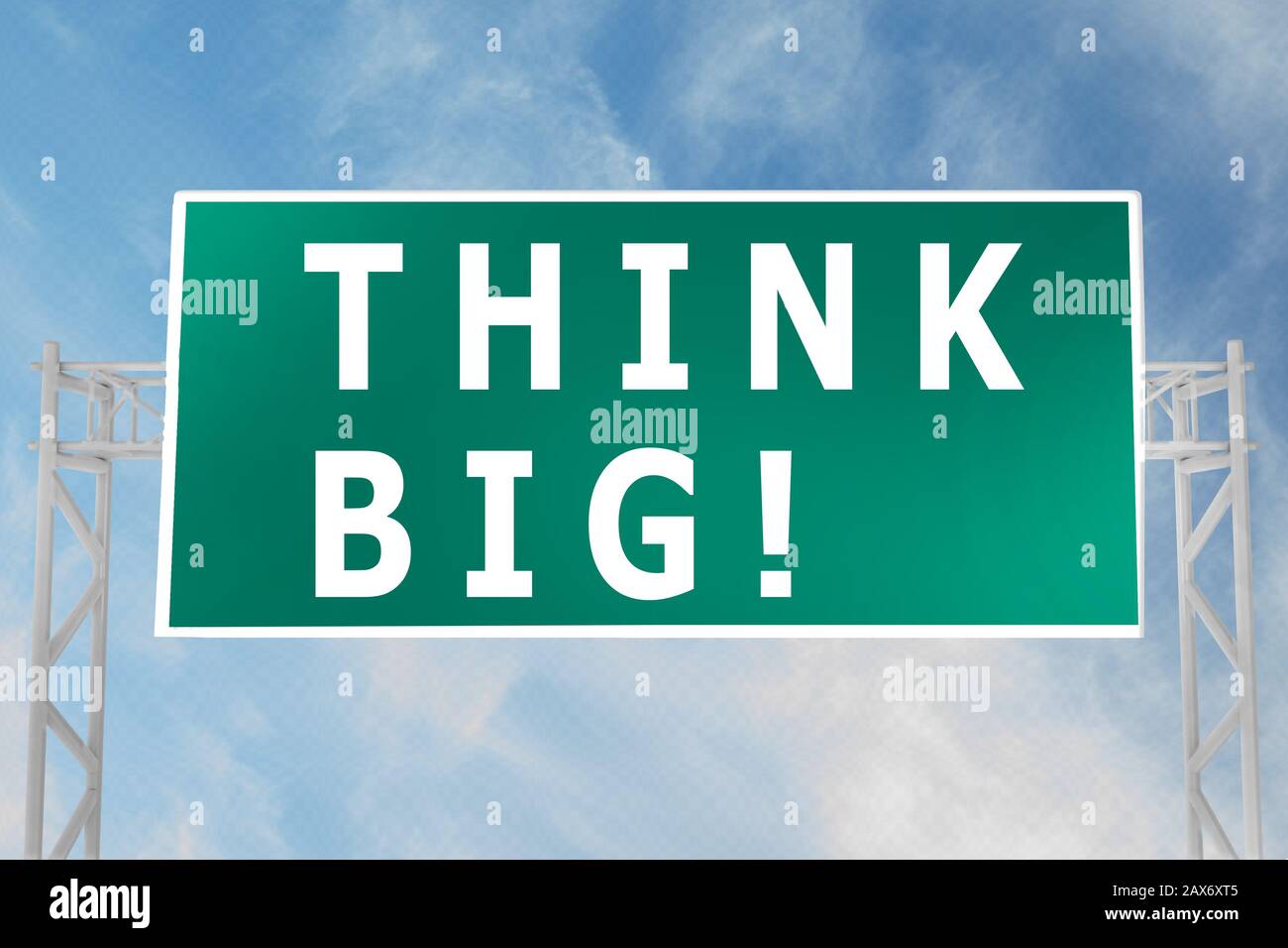 3D illustration of THINK BIG! script on road sign Stock Photo - Alamy