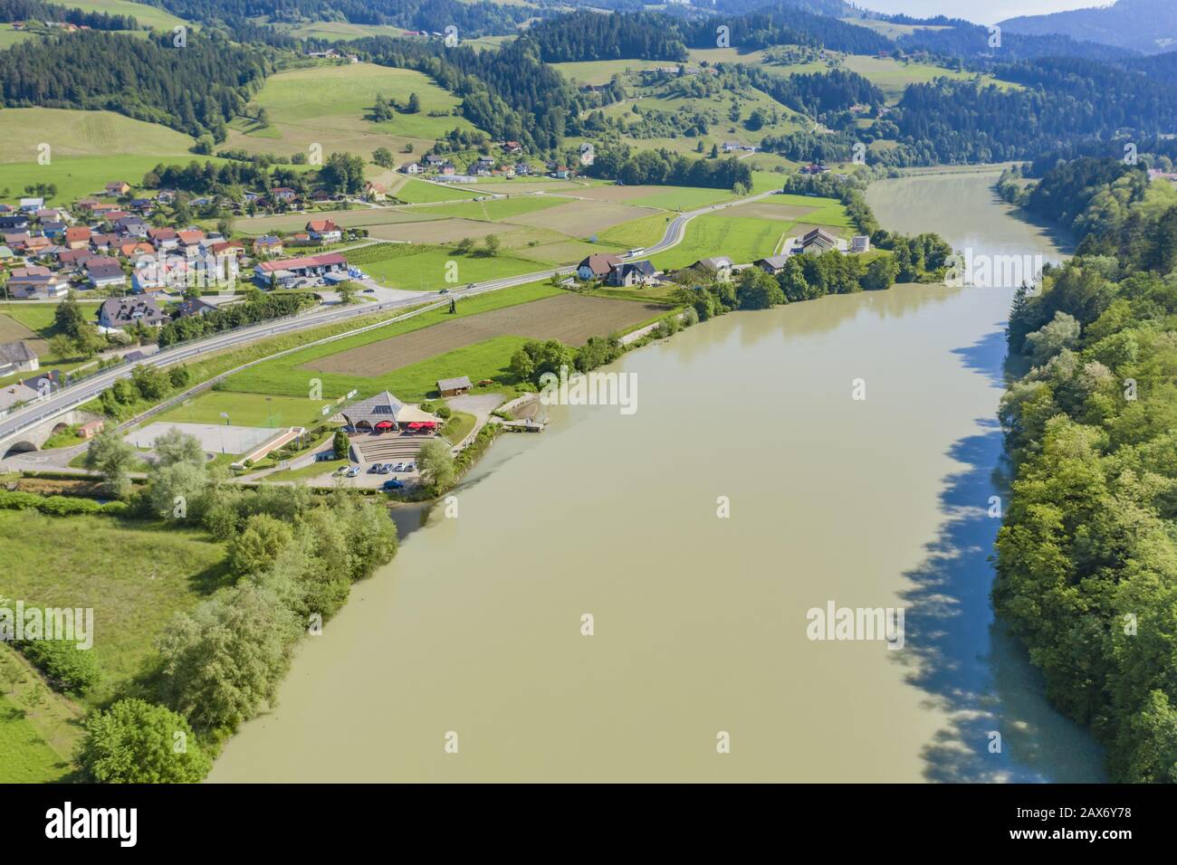 Aerial view old bridge drava hi-res stock photography and images - Alamy