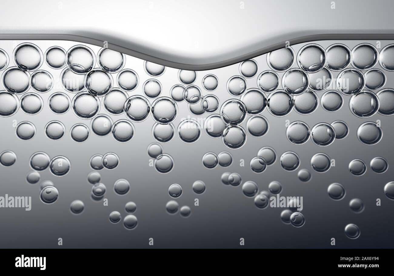 A concept of a collection of transparent liquid molecules gathering ...