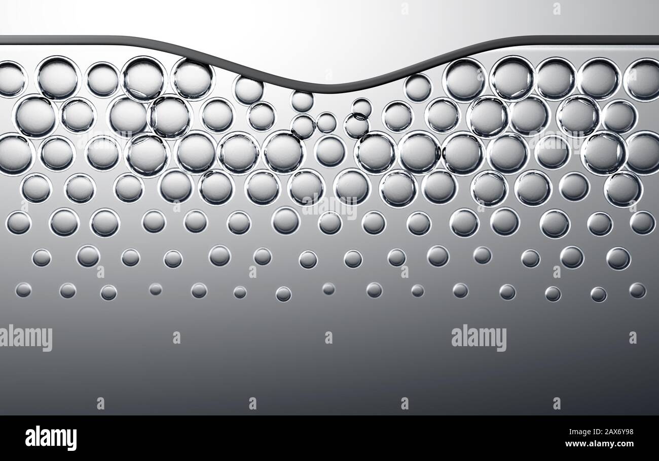 A concept of a collection of transparent liquid molecules gathering ...