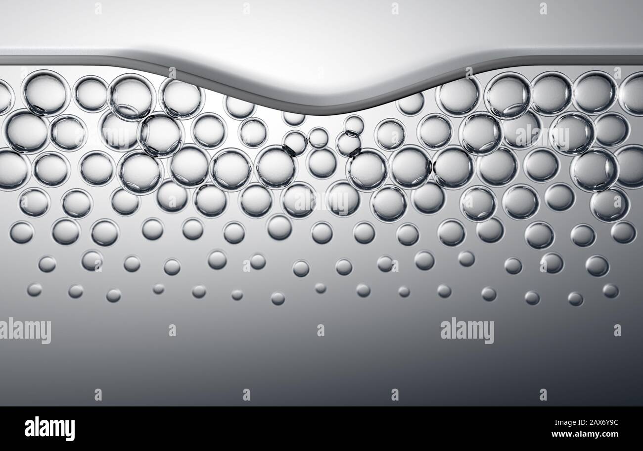 A concept of a collection of transparent liquid molecules gathering ...