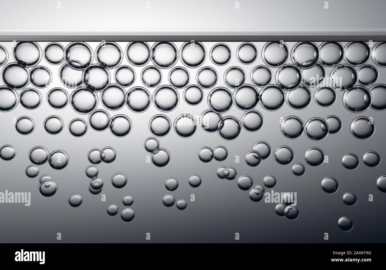 A concept of a collection of transparent liquid molecules gathering ...