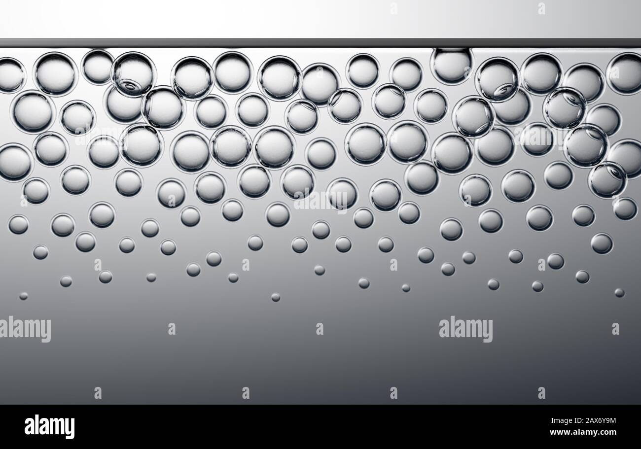 A concept of a collection of transparent liquid molecules gathering ...