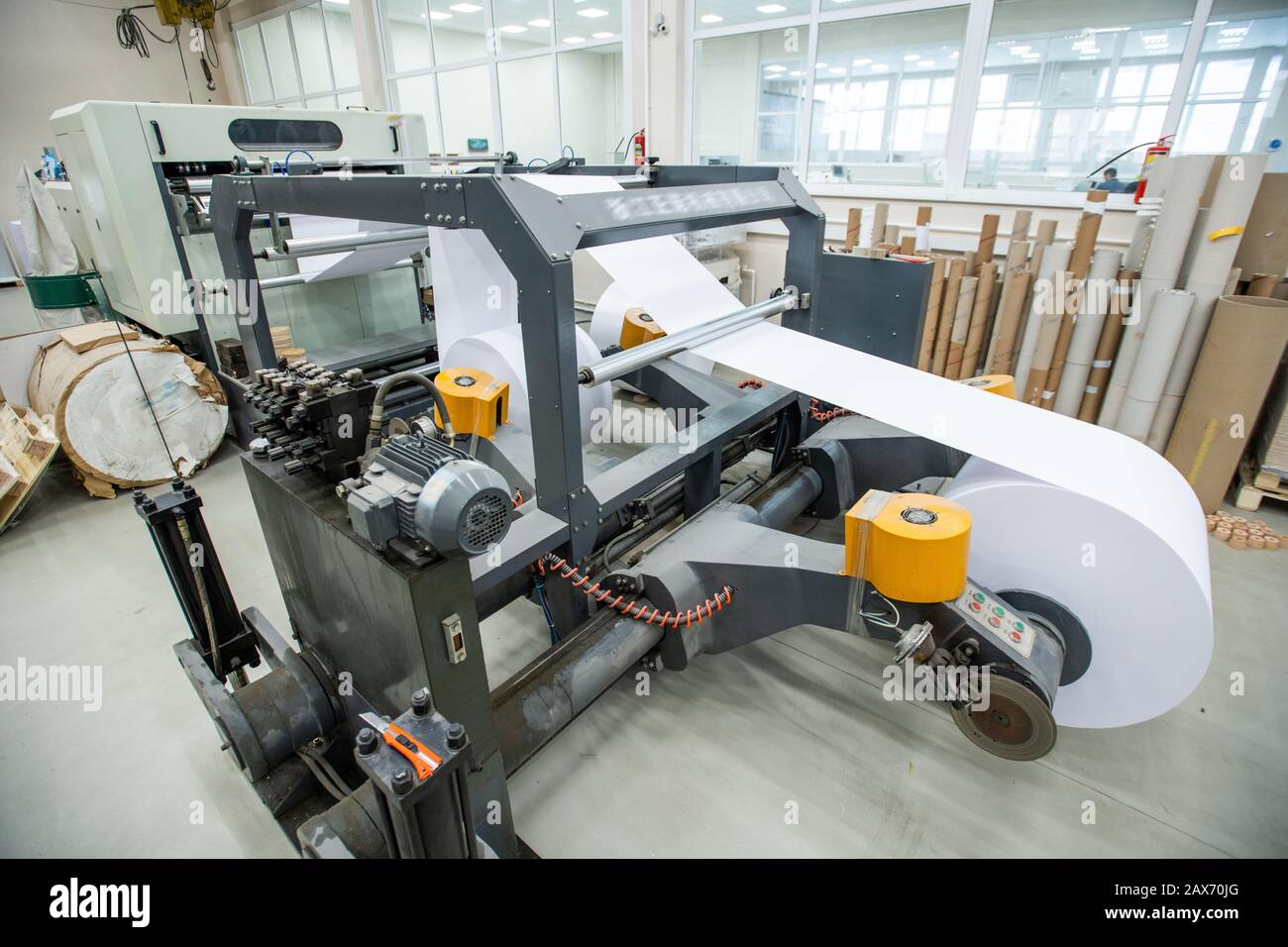 Powerful printing press with roll paper used for producing newspaper at ...