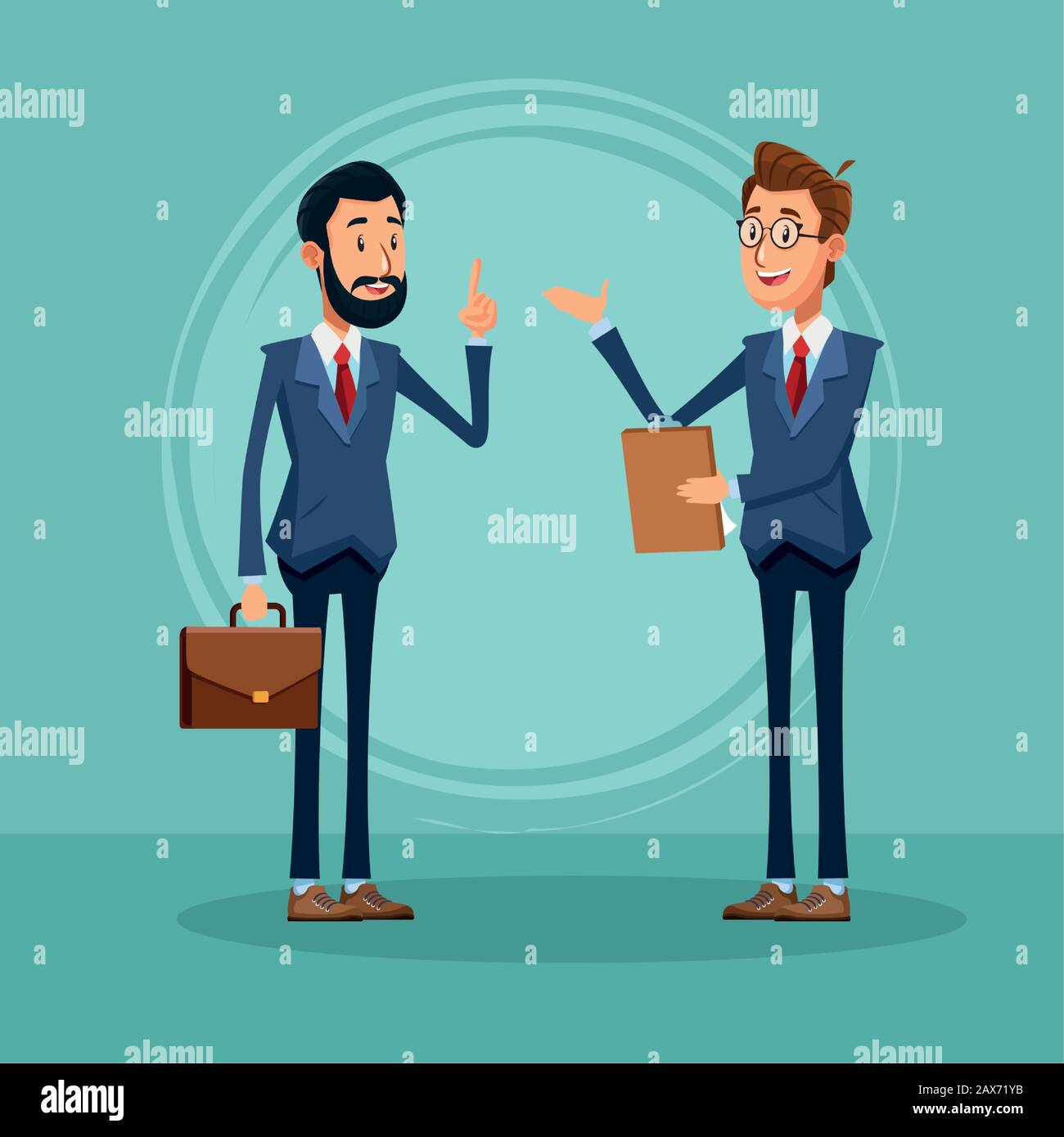 cartoon two businessmen standing talking, colorful design Stock Vector ...